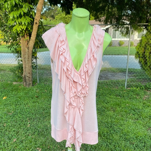 Boston Proper | Tops | Boston Proper Pink Ruffle No Sleeve Tank Blouse ...
